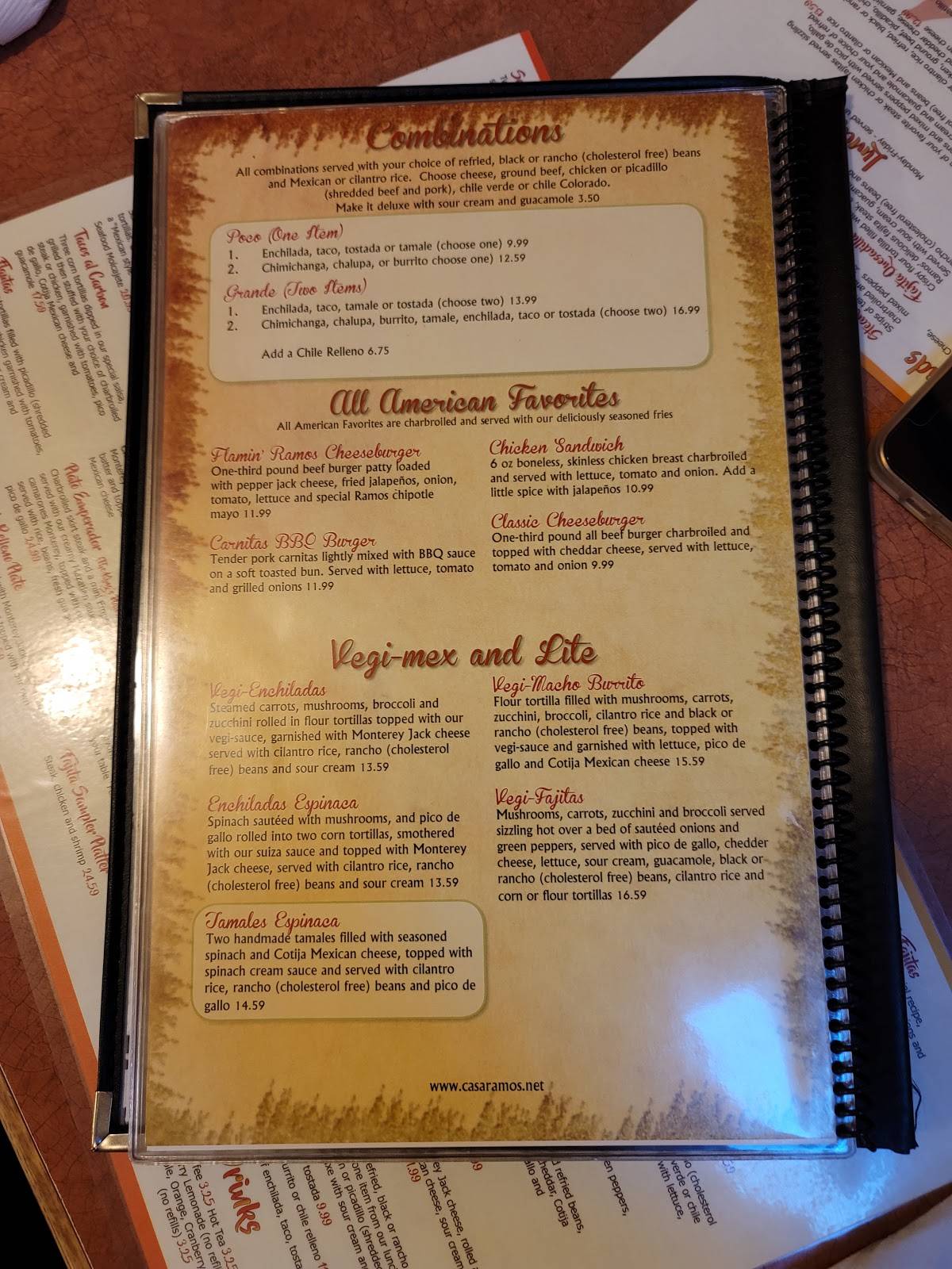 Menu at Casa Ramos Méxican Restaurant, Mount Shasta