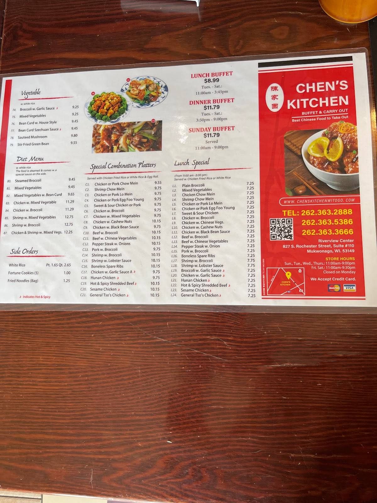 Menu at Chen's Kitchen restaurant, Mukwonago