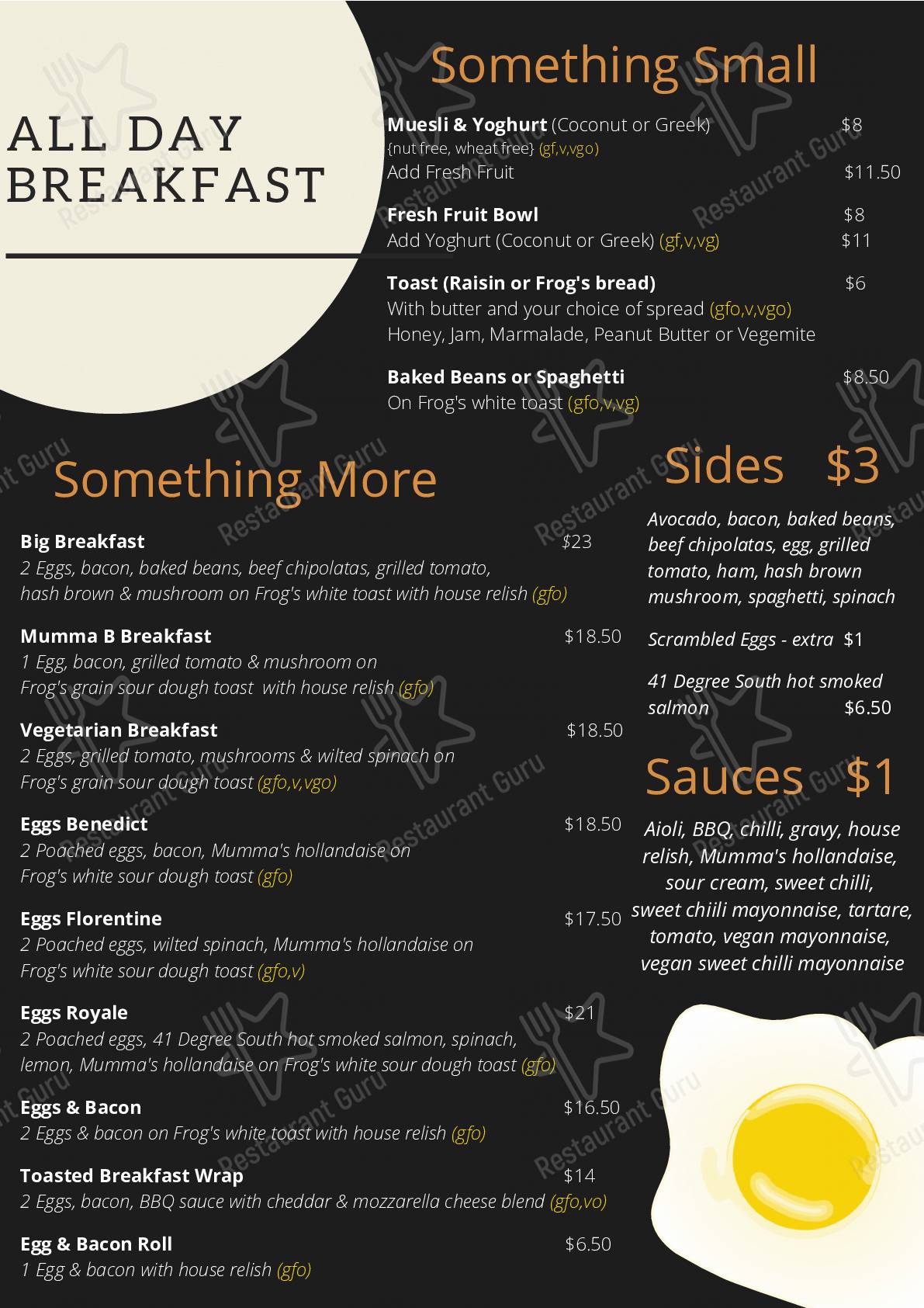Menu at Mumma Buzz Cafe 'N' Takeaway, Deloraine