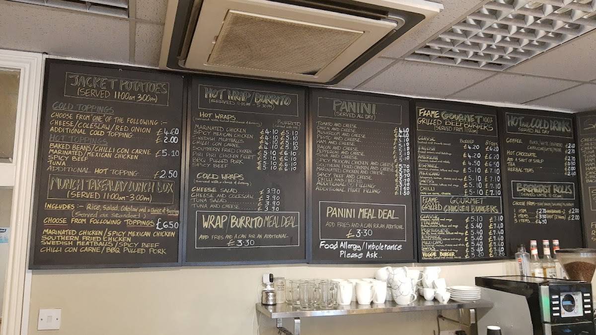 Menu at Munch cafe, Grantham