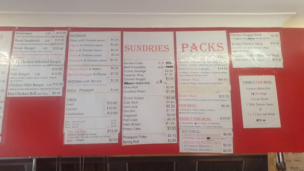 Menu at Murray Bridge Fish and Chip Shop fast food, Murray Bridge, 90 ...