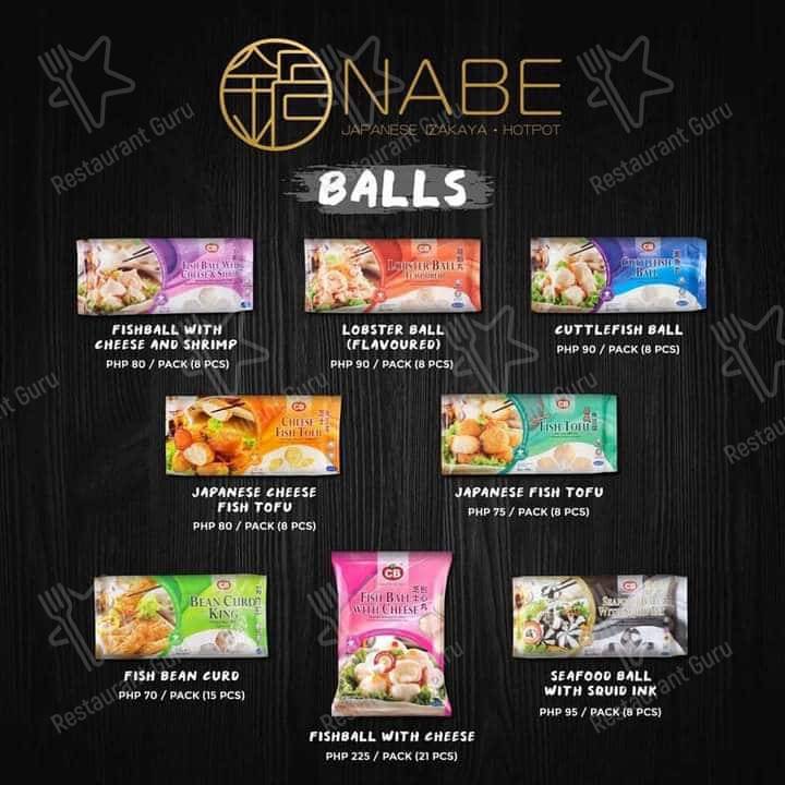 Menu at Nabe Japanese Izakaya and Hotpot - Banawe restaurant, Quezon ...