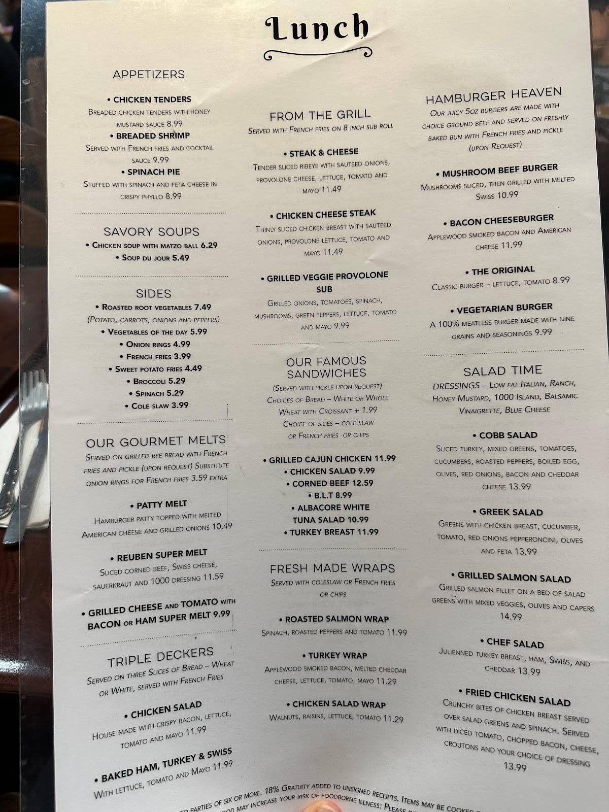 Menu at Nancy's Kitchen restaurant, Leisure World