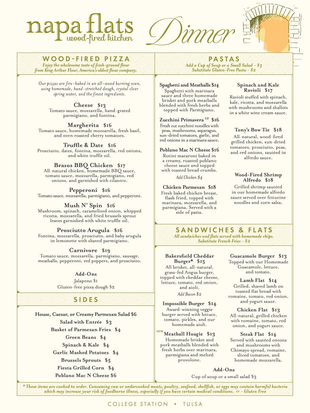 Menu at Napa Flats Wood-Fired Kitchen pub & bar, College Station