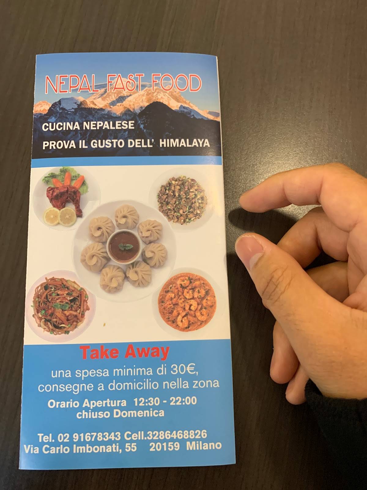 Speisekarte von Nepal Fast Food, Mailand