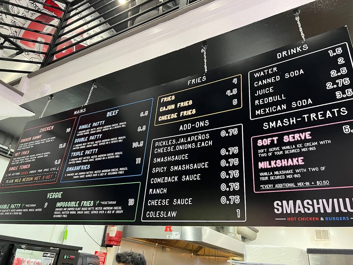 Smashville Hot Chicken And Burgers Menu