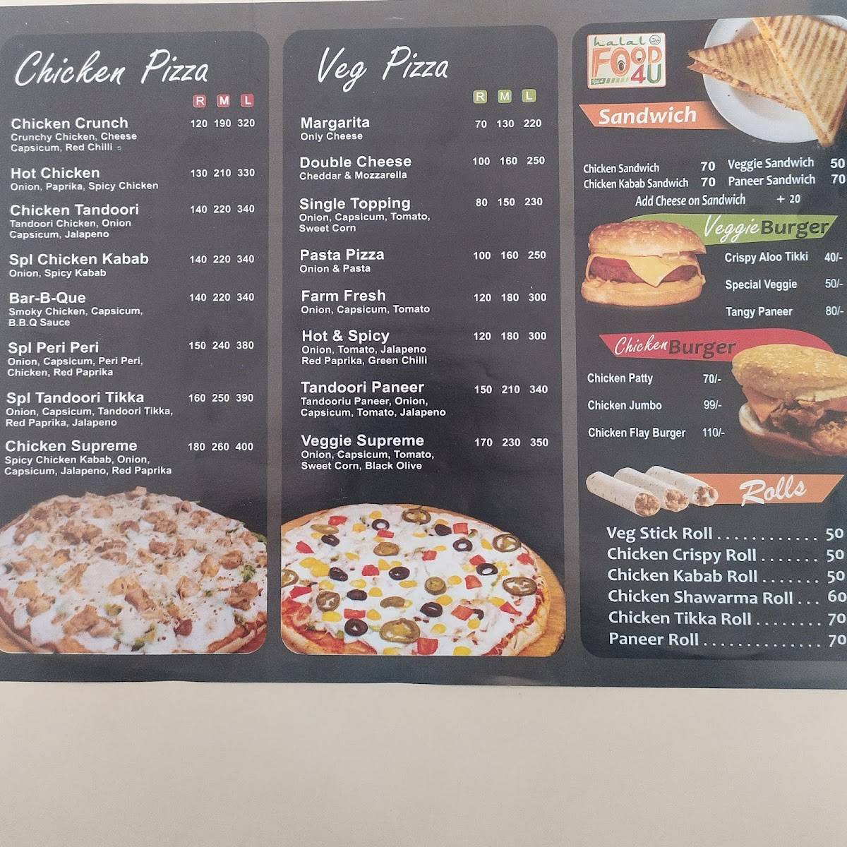 Menu at Halal Food 4U, New Delhi, C-274/4.Near Bilal masjid Jarman Lane.
