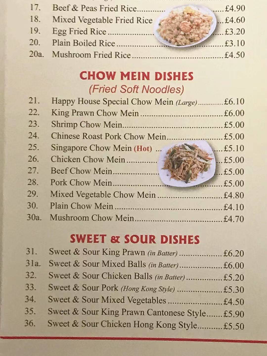 Menu at New Happy House fast food, Eye