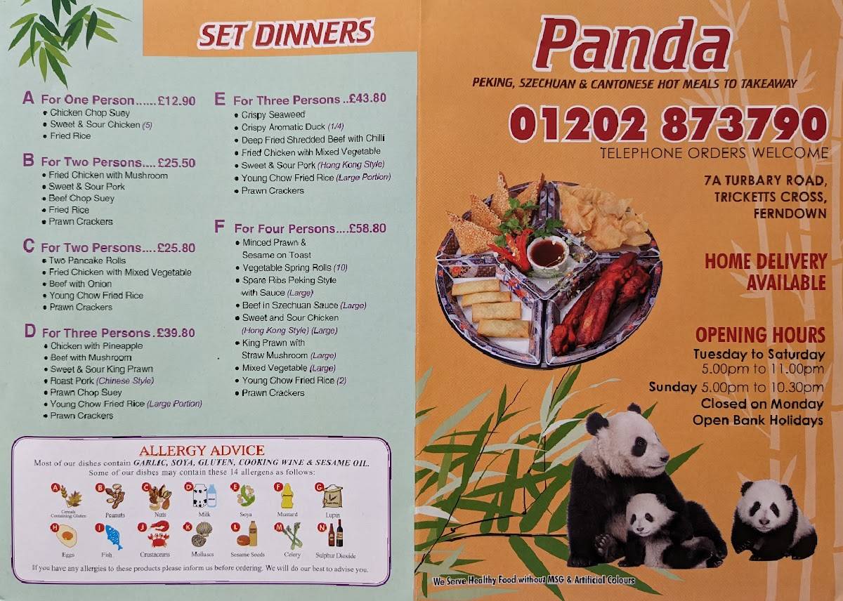 Menu at New Panda fast food, Ferndown