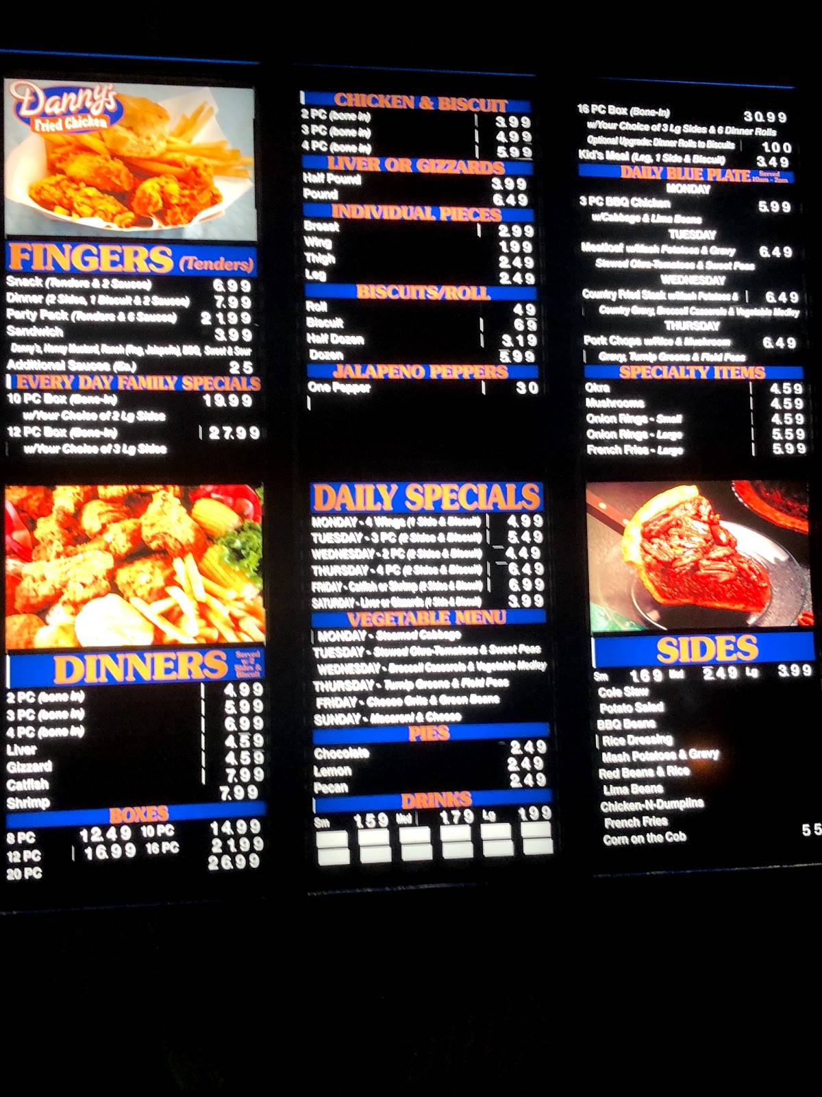 Menu at Danny's Fried Chicken fast food, Niceville, 408 E John Sims Pkwy