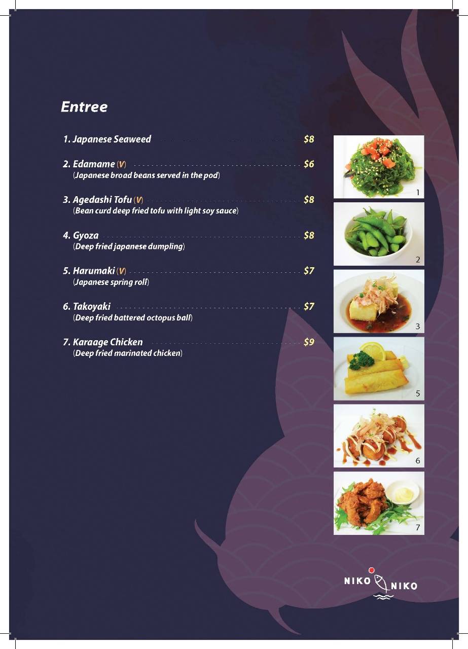 Menu at Niko Niko restaurant, Swan Hill