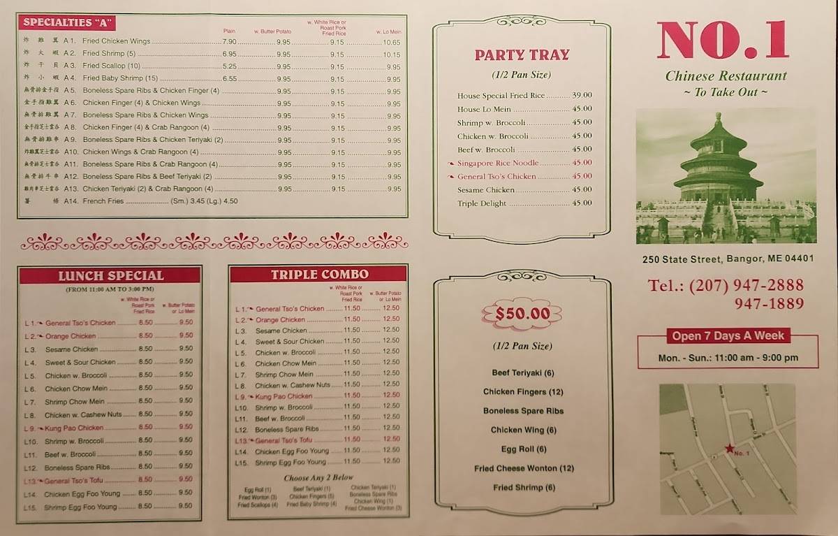 Menu at No 1 Kitchen restaurant, Bangor