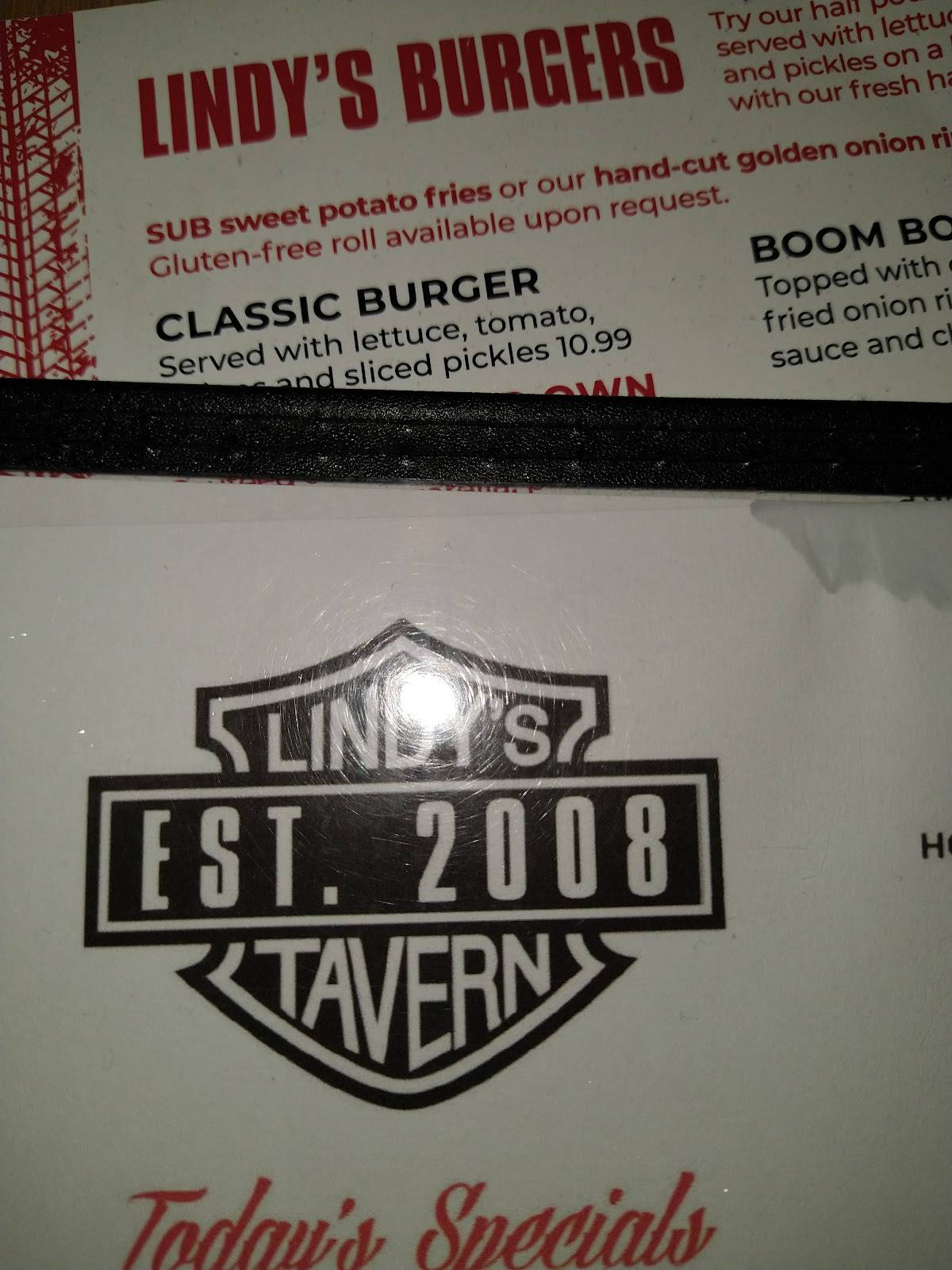 Menu at Lindy's Tavern pub & bar, North Smithfield