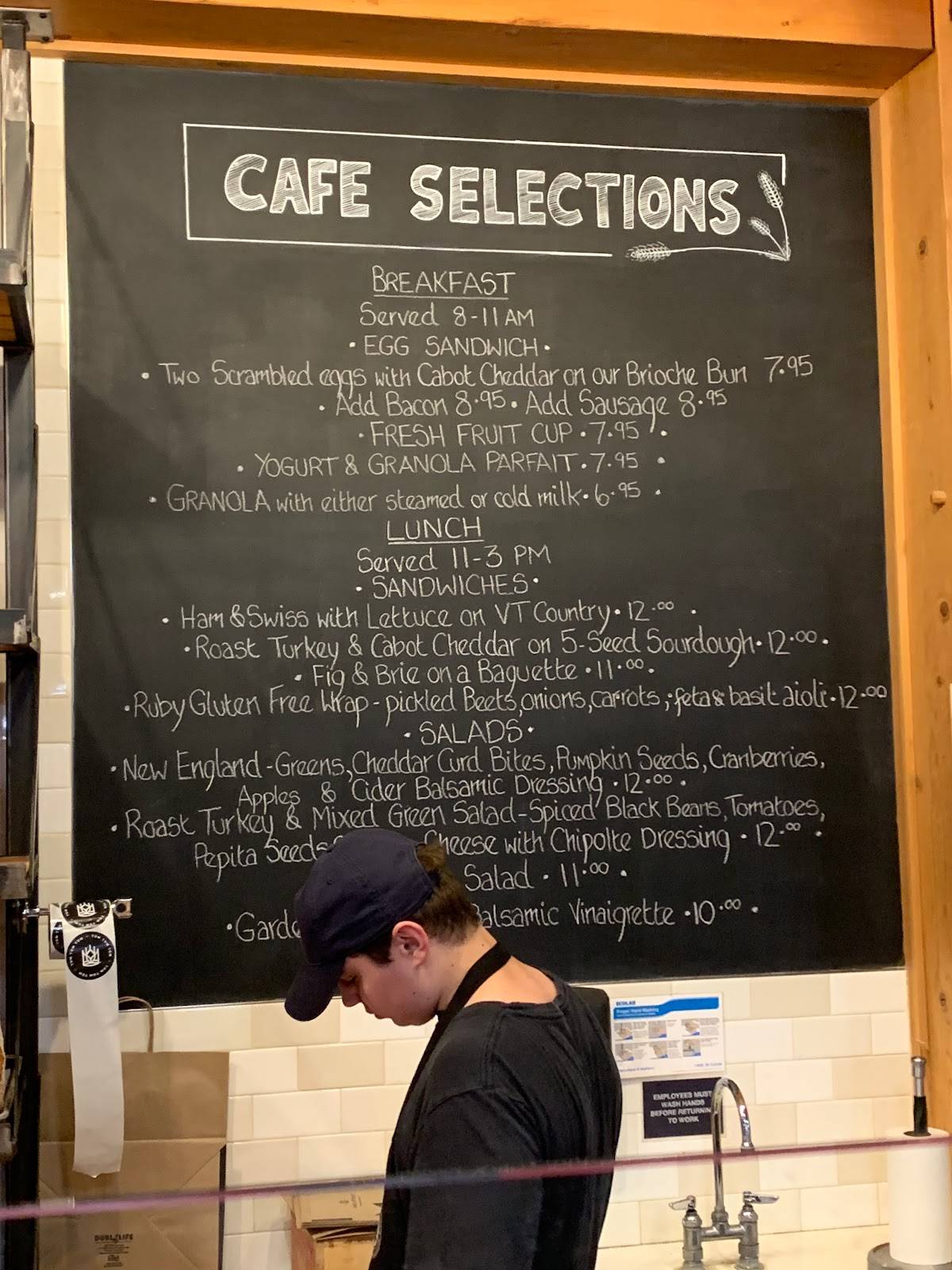Menu at King Arthur Baking Company cafe, Norwich