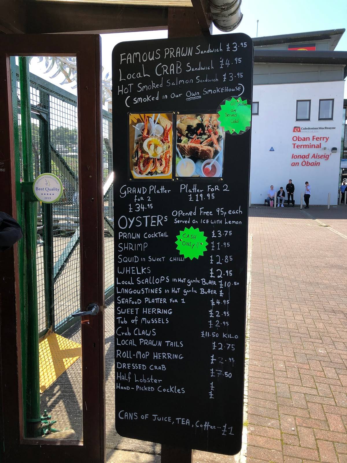 Menu at Oban Seafood Hut.. (Green Shack) restaurant, Oban