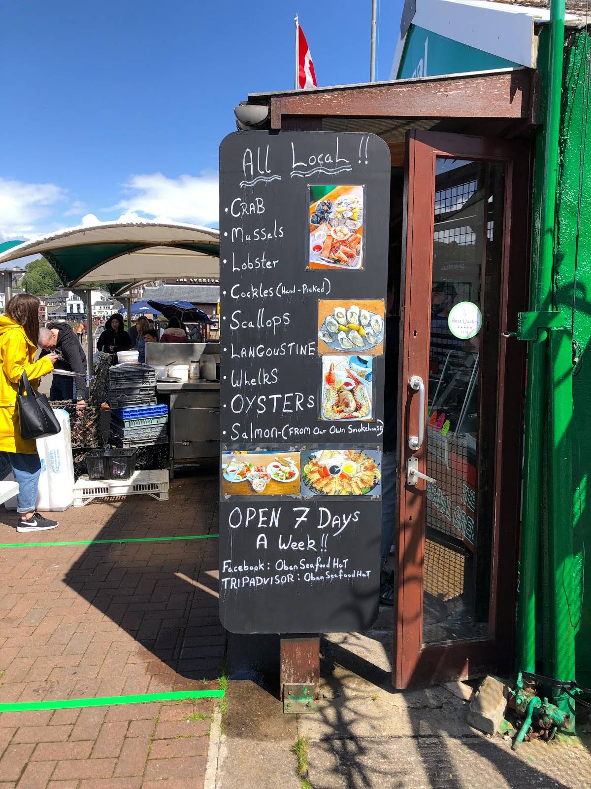 Menu at Oban Seafood Hut.. (Green Shack) restaurant, Oban