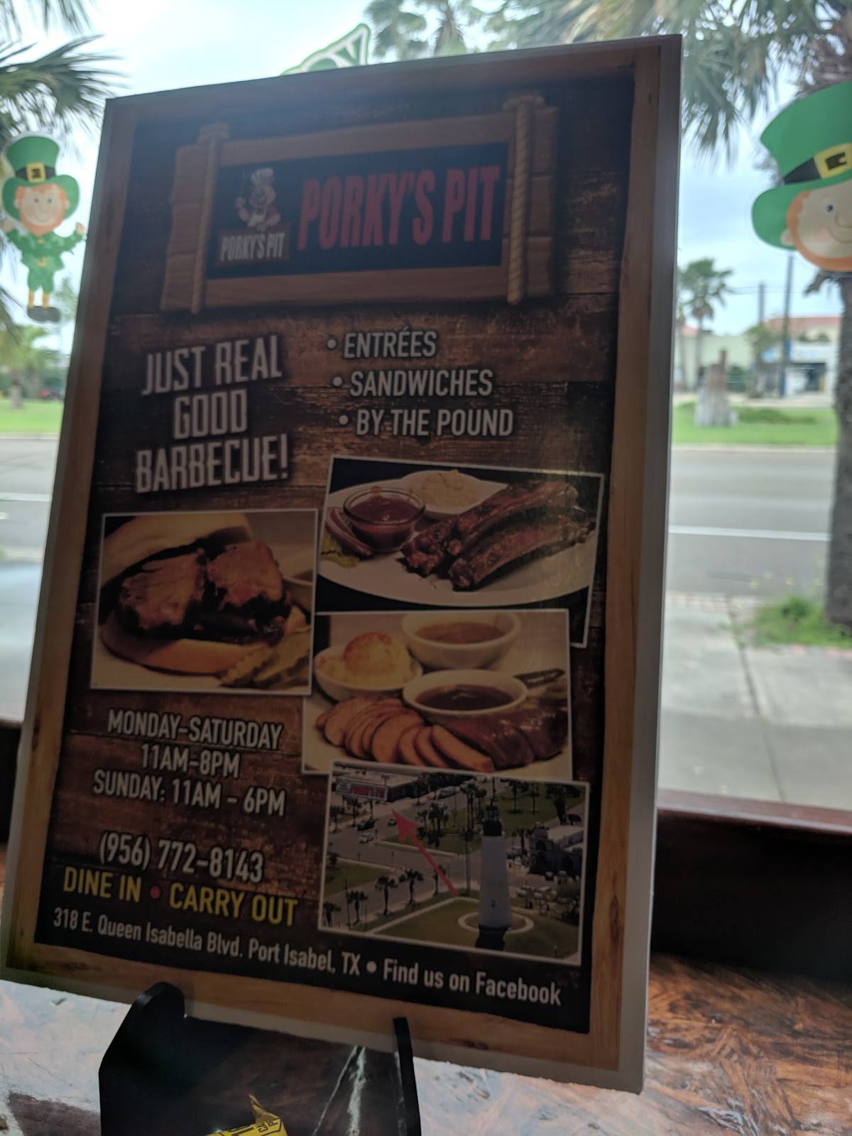 Menu at PORKY'S PIT BBQ, South Padre Island, State Park Rd 100