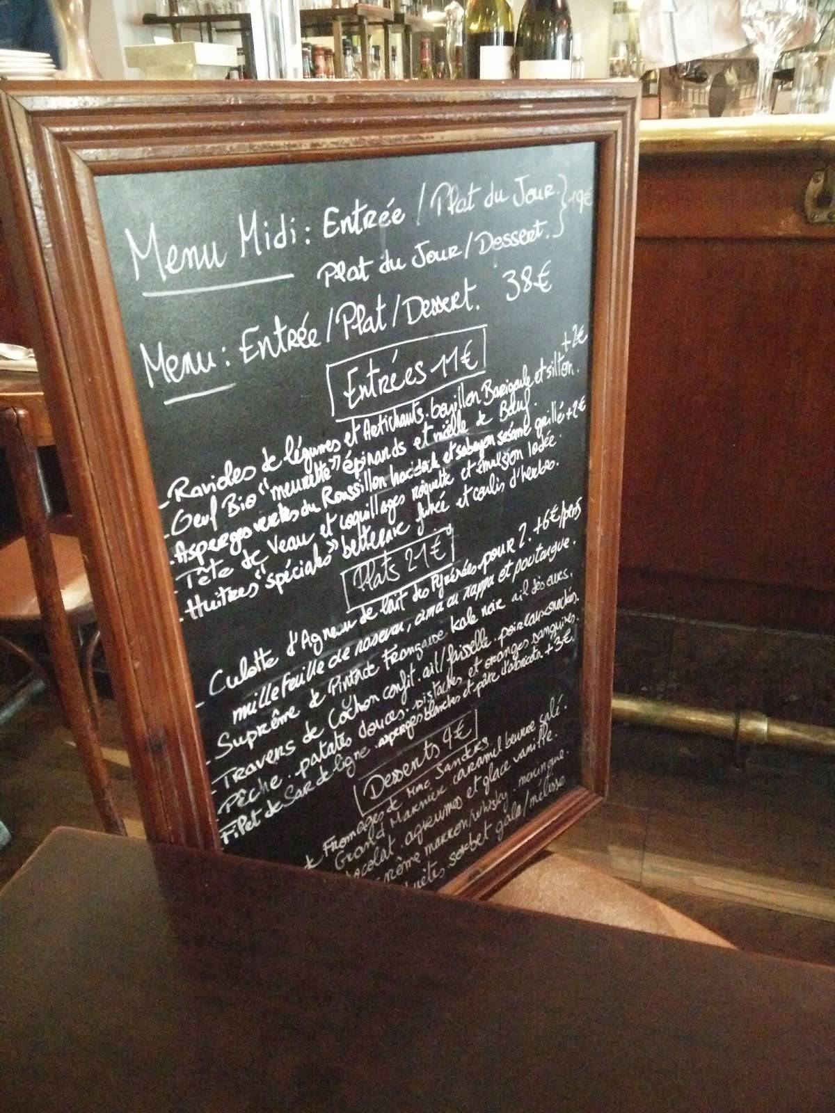 Menu at Le Pantruche restaurant, Paris, 3 Rue Victor Massé