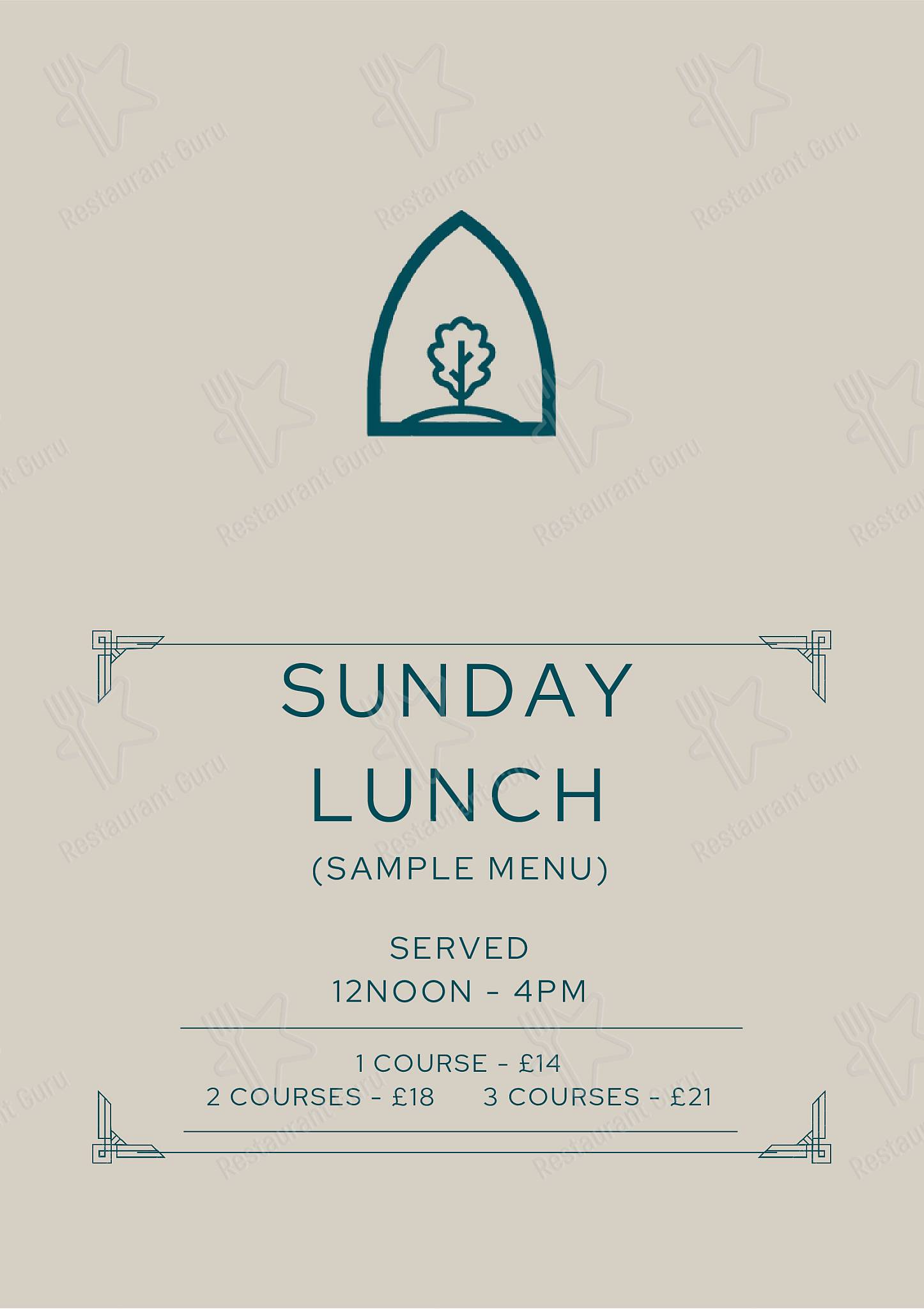 Menu at The Oak Room Restaurant at Park Head Hotel, Bishop Auckland