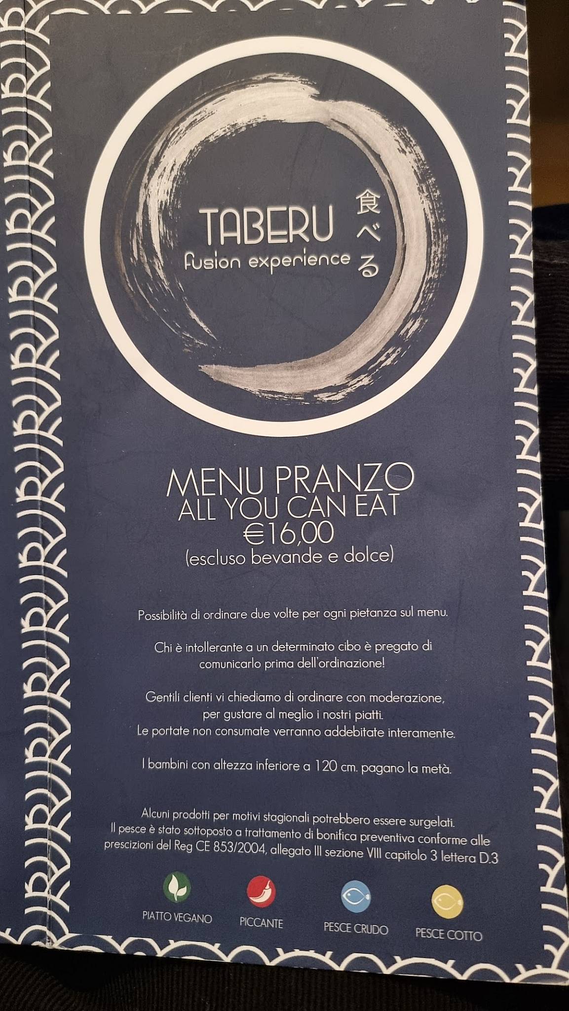 Speisekarte von Taberu Fusion Experience parma restaurant, Parma