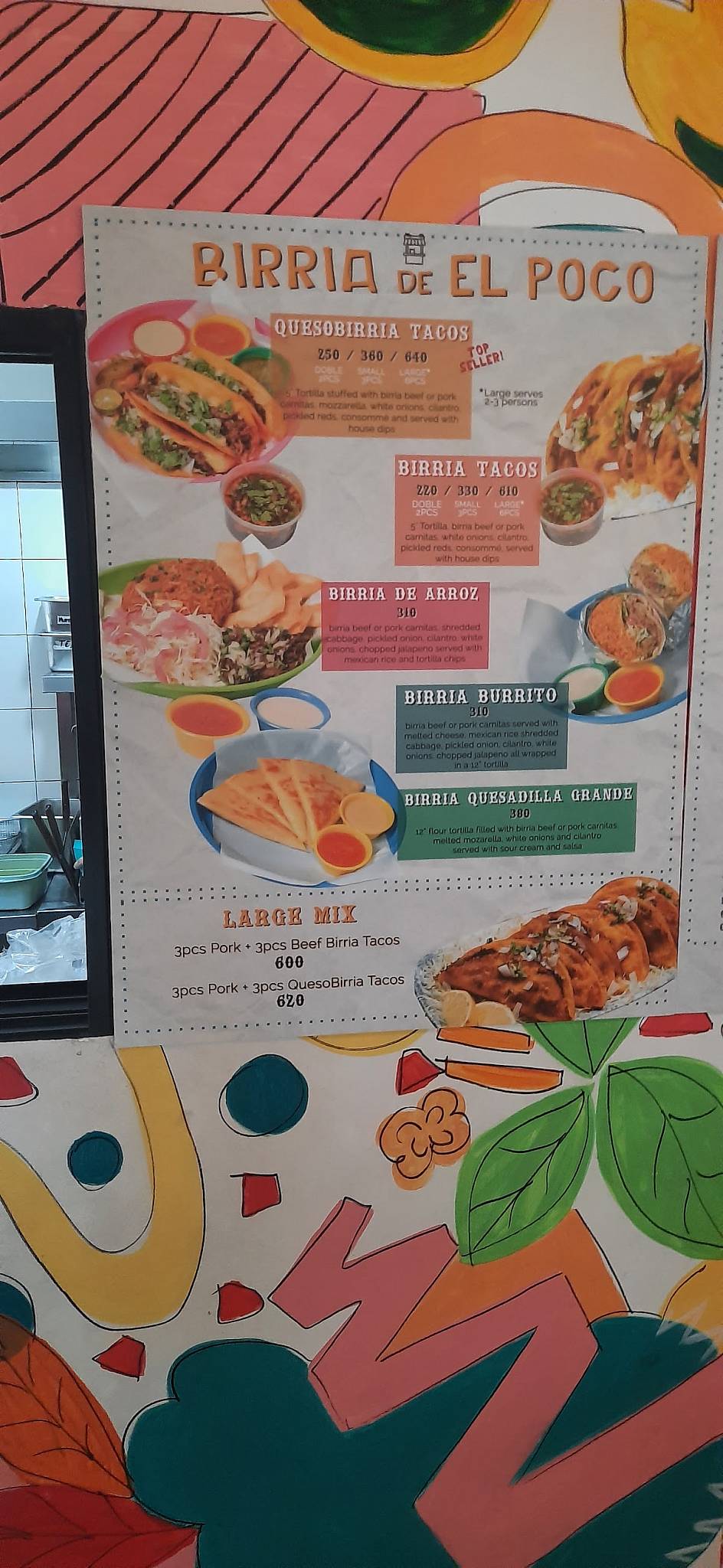 Menu at El Poco Cantina restaurant, Manila
