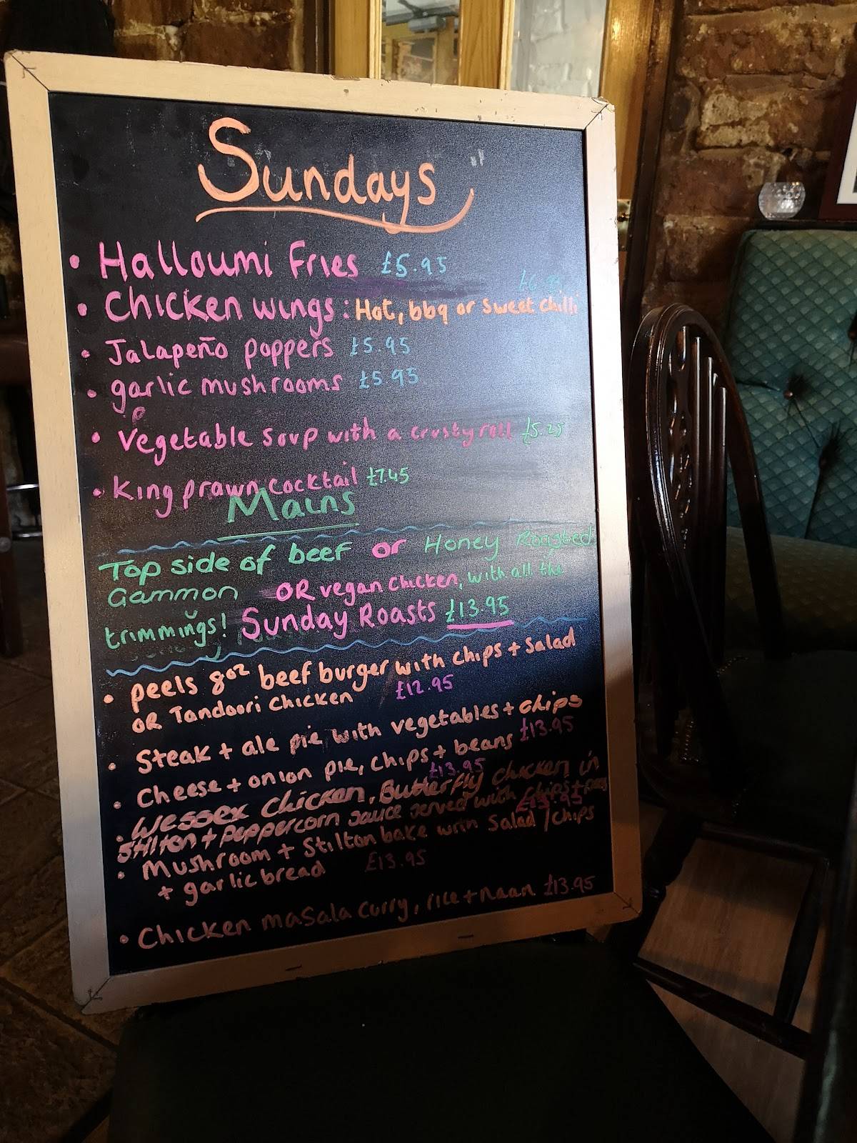 Menu at Peels Arms Hotel pub & bar, Glossop