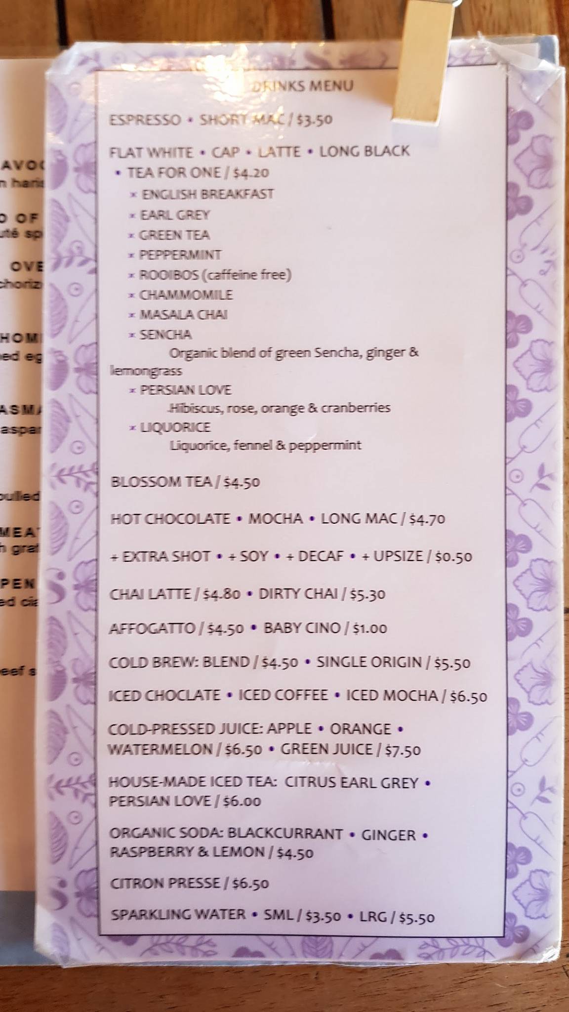 Menu at Mrs. S Café restaurant, Maylands, 178 Whatley Cres