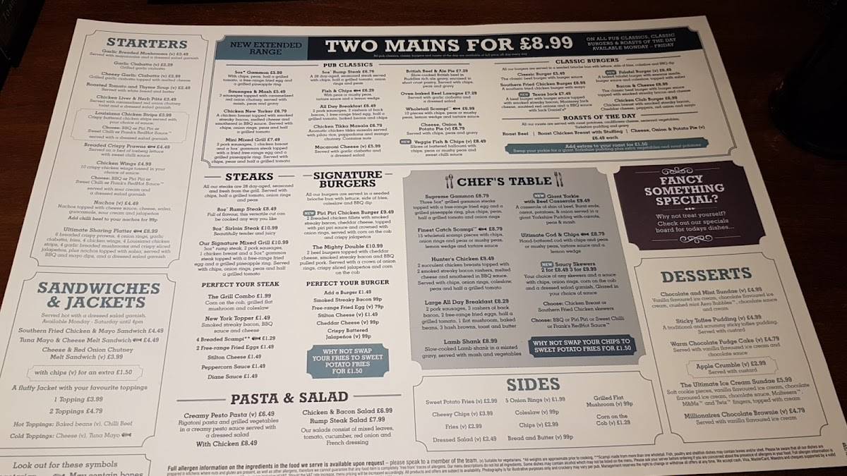 Menu at Gordon Arms - Pub & Grill, Peterborough, 527 Oundle Rd