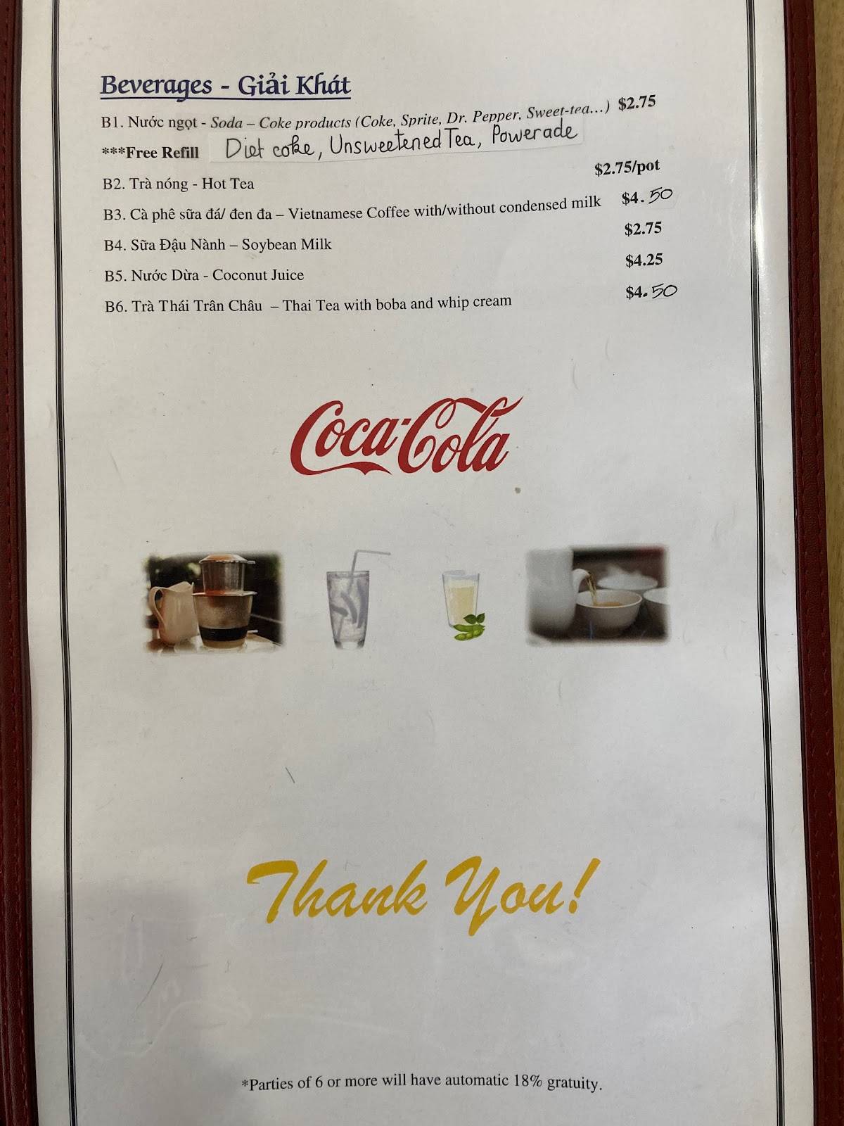 Menu at Pho Ong 8 restaurant, Wichita, E Harry St