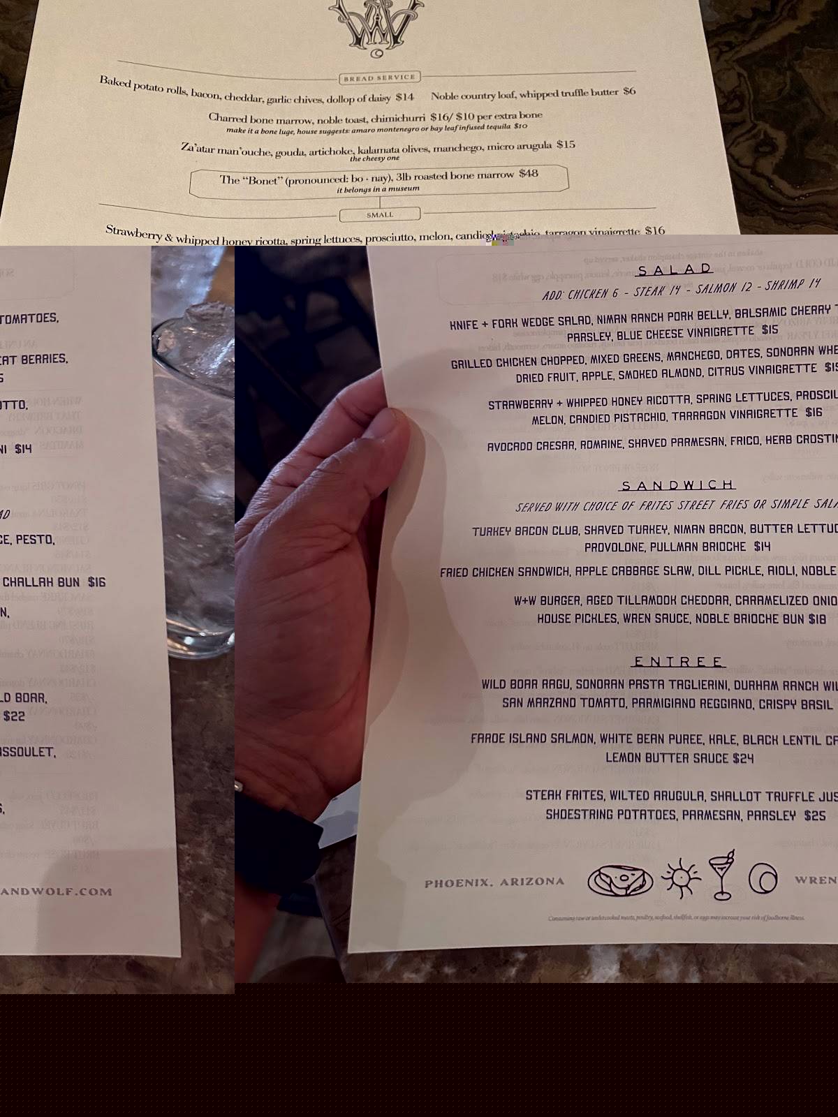 Menu at Wren & Wolf pub & bar, Phoenix