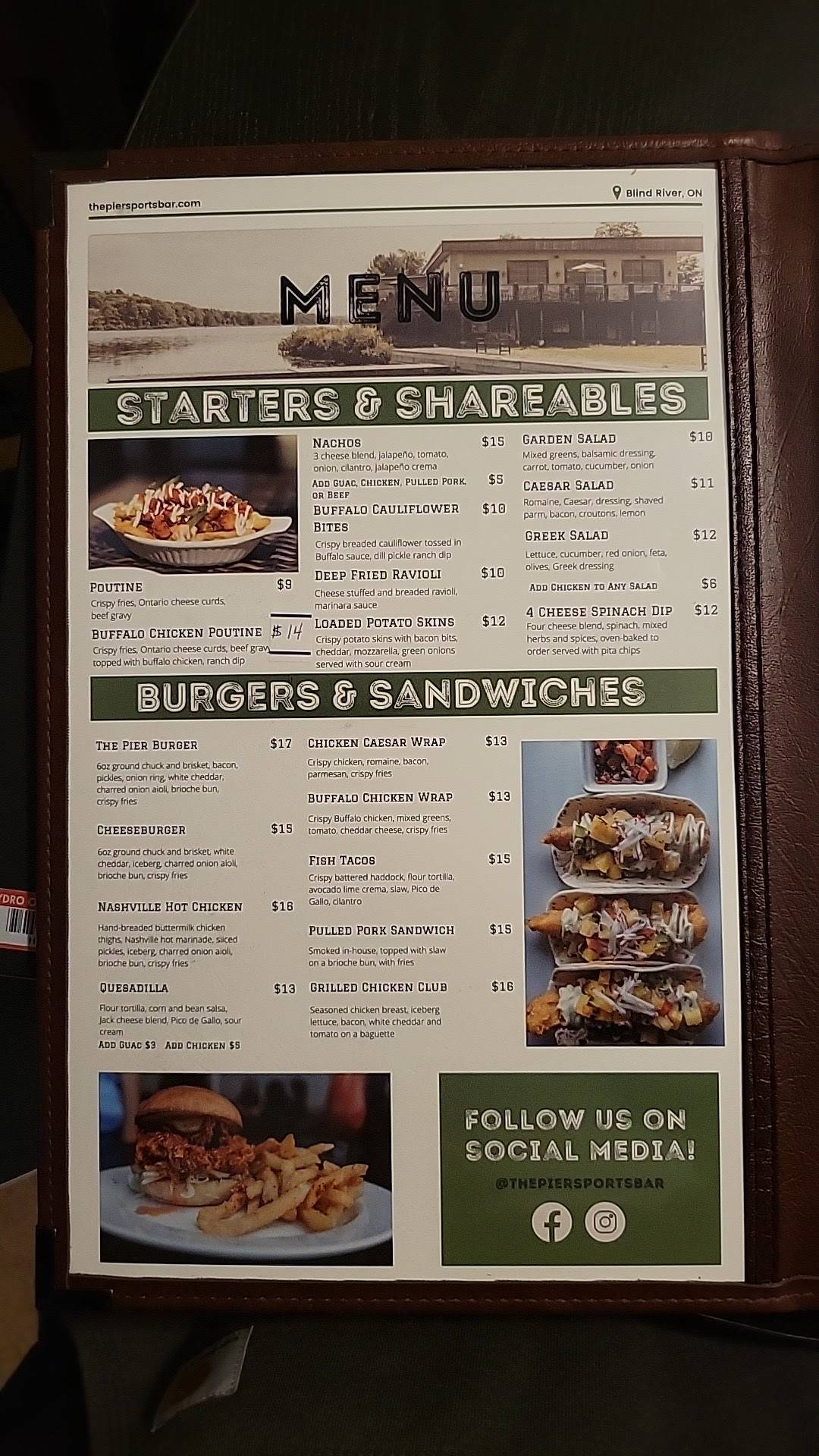 Menu at Pier Seventeen Hotel & The Pier Sports Bar, Blind River