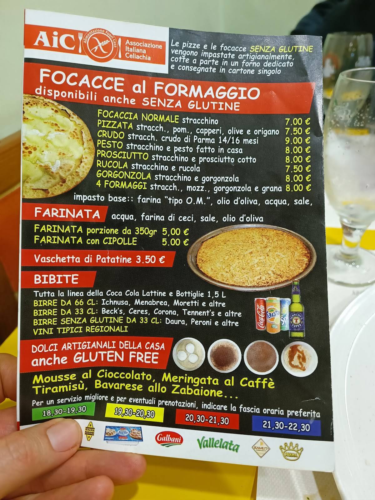 Menu at Franco pizzeria, Genoa