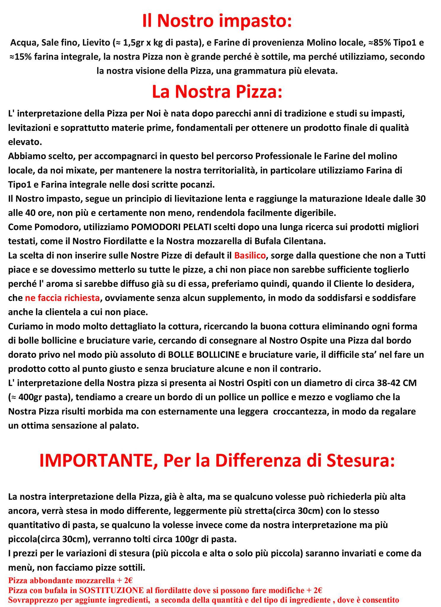 Menu da L'Ottavo Nano (solo Pizza) pizzeria, Brescia