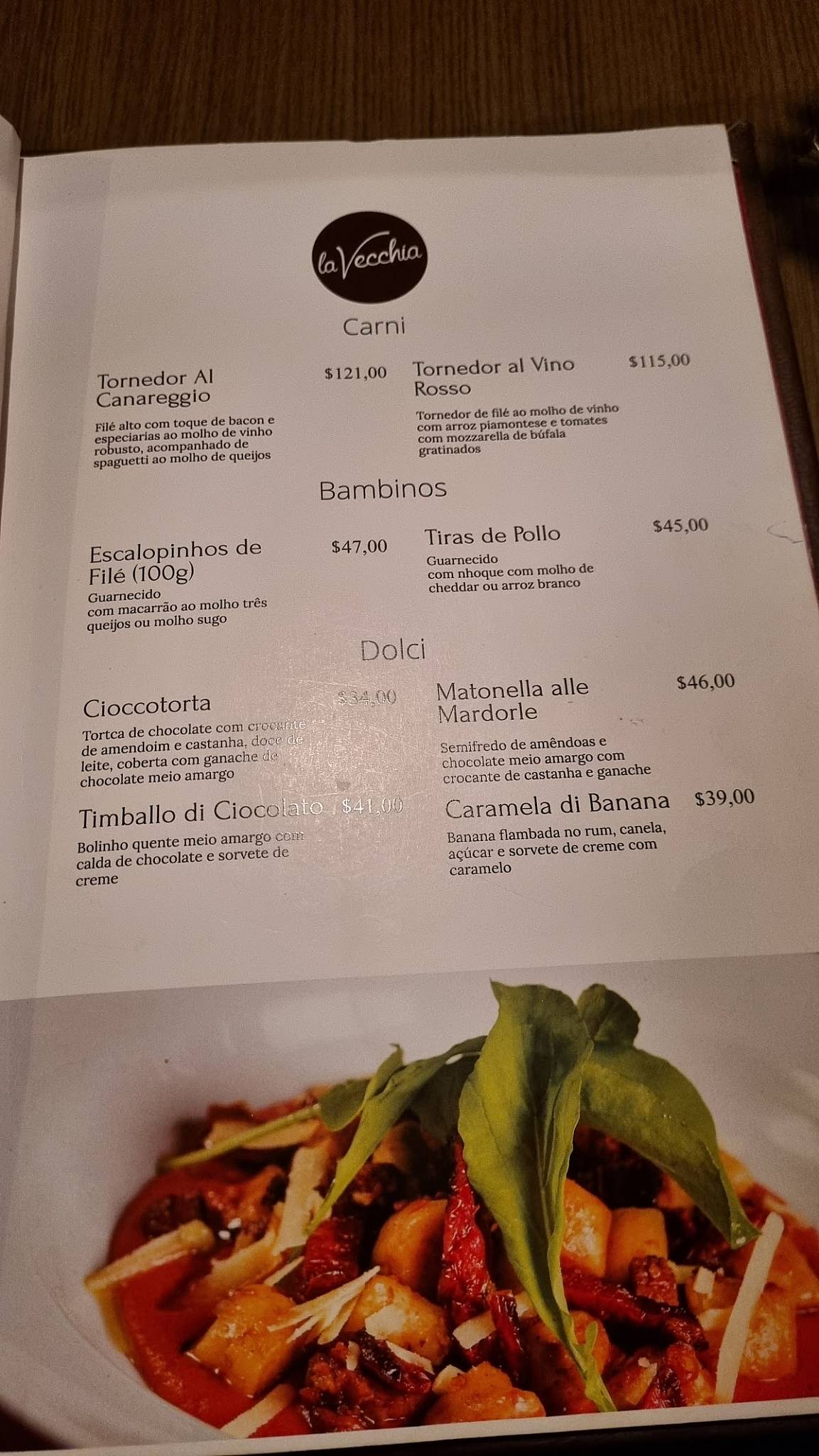Menu em La Vecchia pizzaria, Aracaju