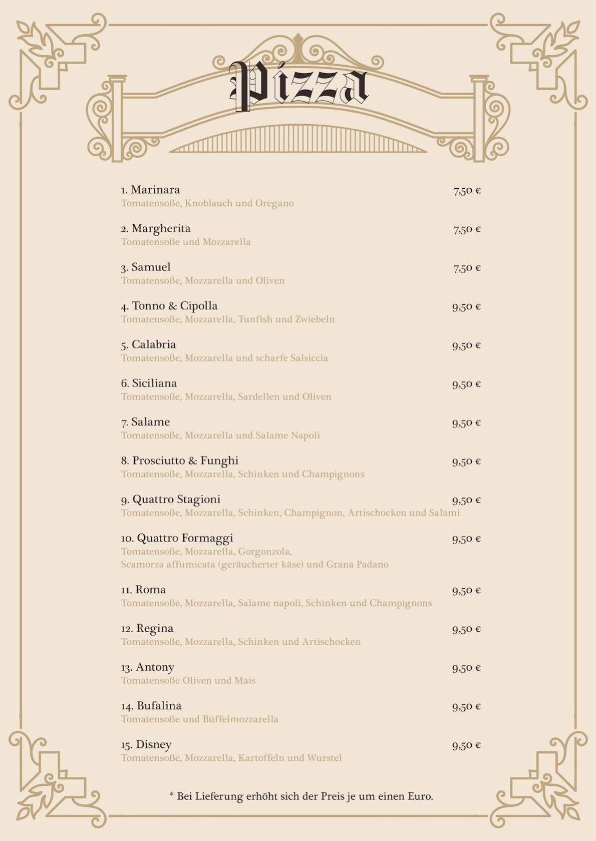 Menu au Signora Lia Wein Feinkost Pizza, Esslingen am Neckar