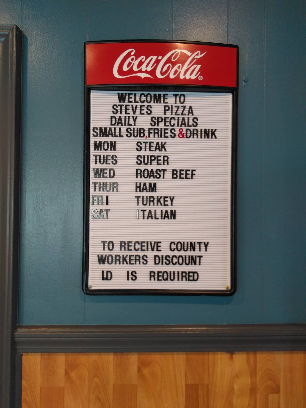 Menu at Steve's Pizza & Hot Subs pizzeria, Carthage