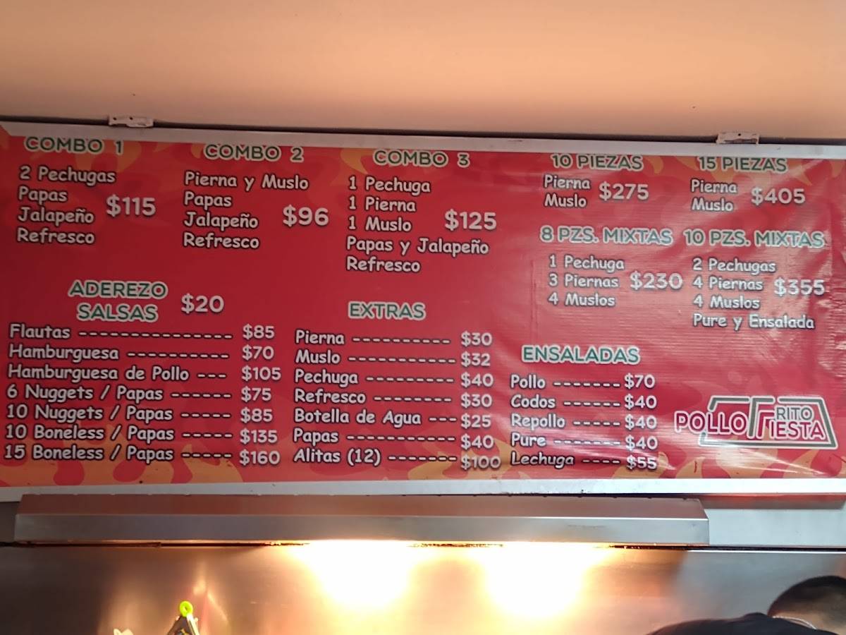 Carta del restaurante Pollo Frito Fiesta, Nuevo Laredo