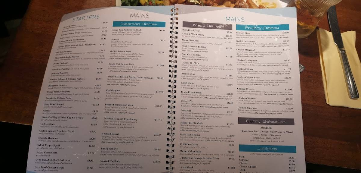 Menu at The Cobbler restaurant, Pontefract