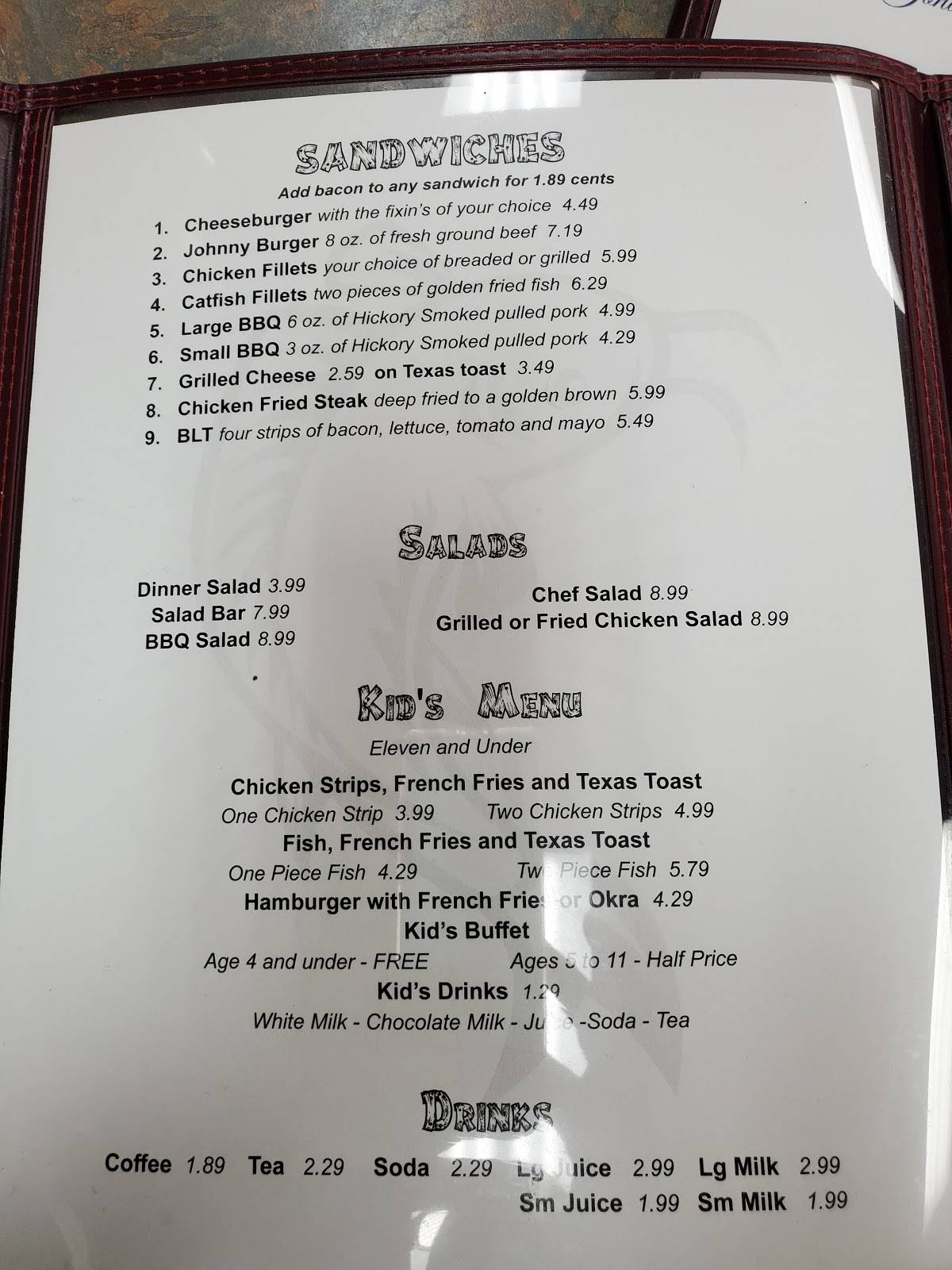 Menu at Johnny's restaurant, Poplar Bluff