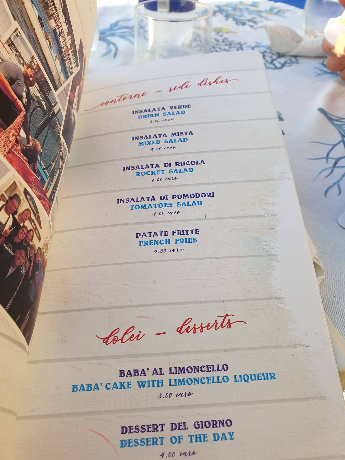 Menu at Porta Marina Seafood restaurant, Sorrento, Via Marina Grande