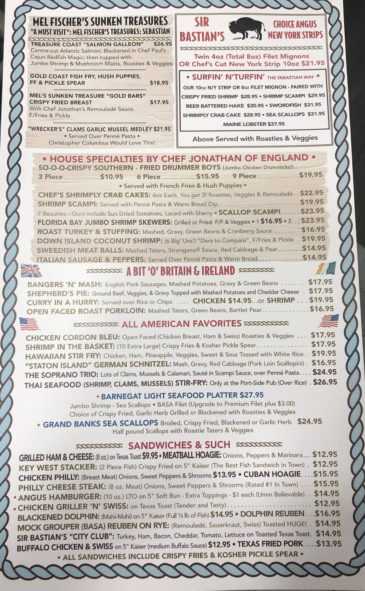 Menu at Portside Pub & Grille, Sebastian