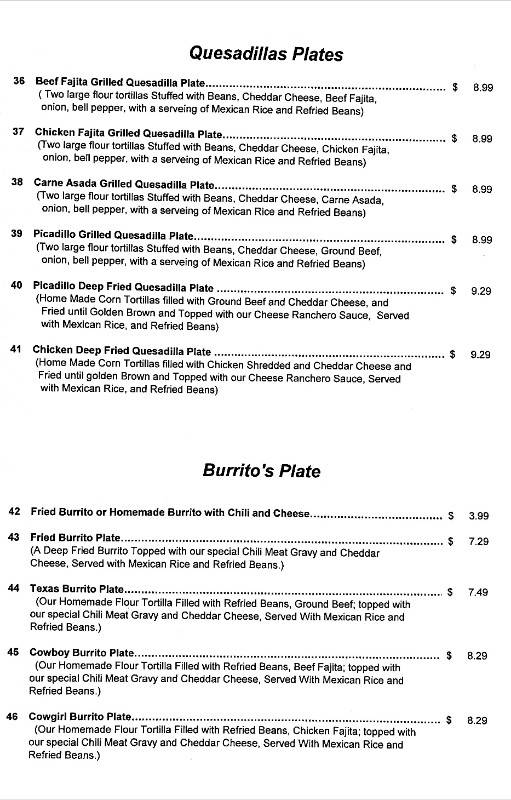 Menu at Circle G Restaurant, Poth