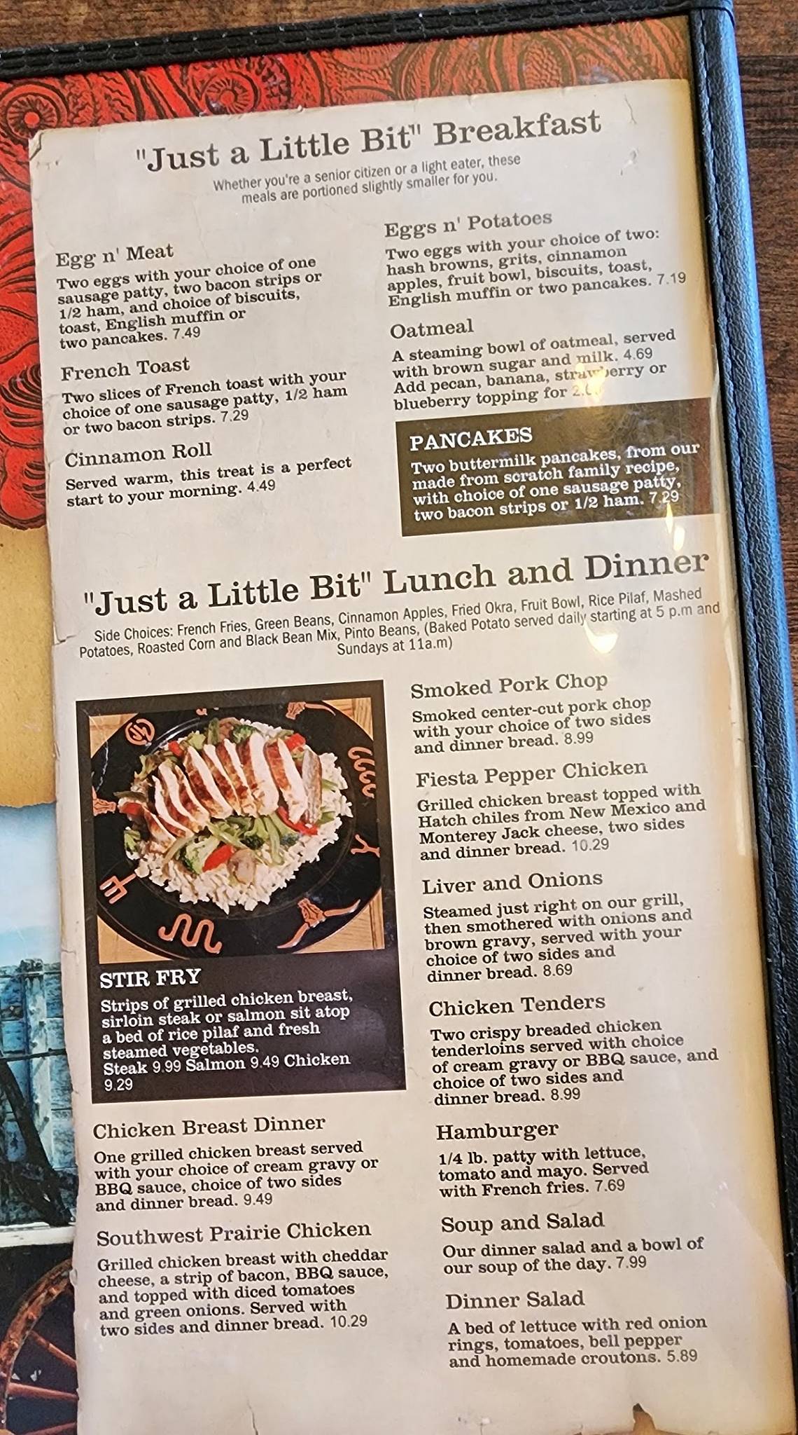 Menu at Prairie Kitchen restaurant, Ada