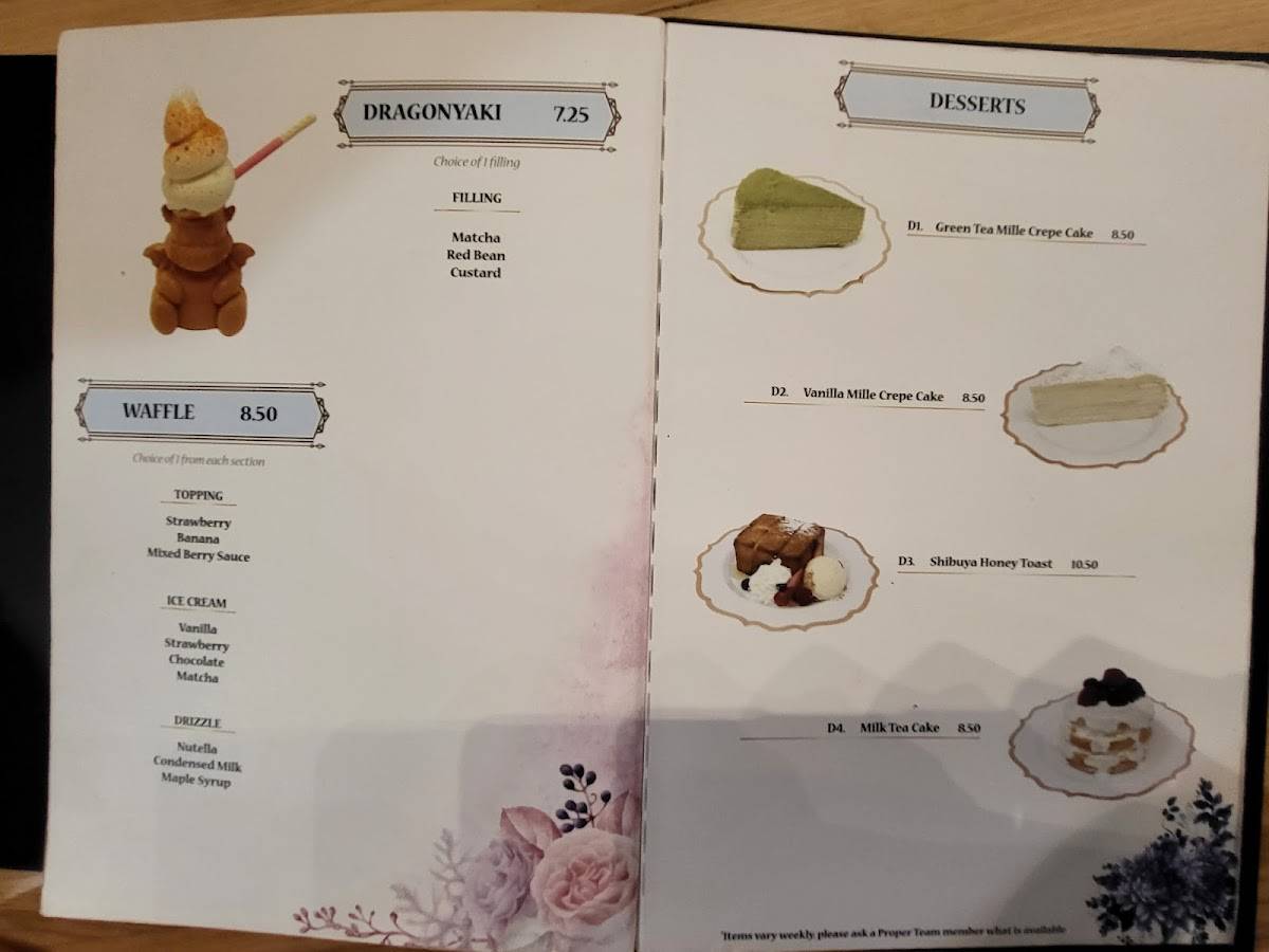 Menu at Proper Rose Garden cafe, Katy