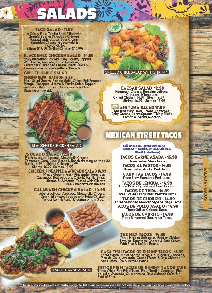 Menu at Casa Amigos Authentic Mexican Restaurant, Port St. Lucie