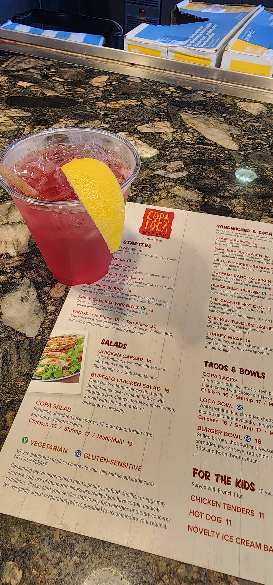Menu at Copa Loca Bar & Grill, Orlando