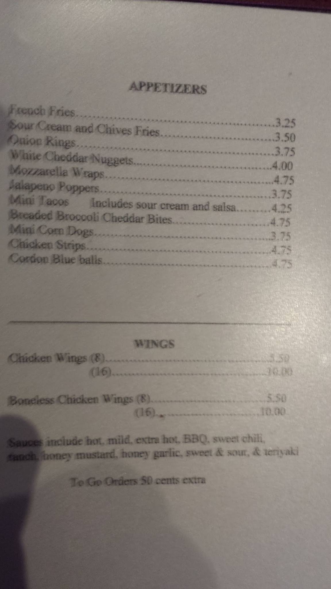 Menu at Dilly’s 7 Corners pub & bar, New Holstein