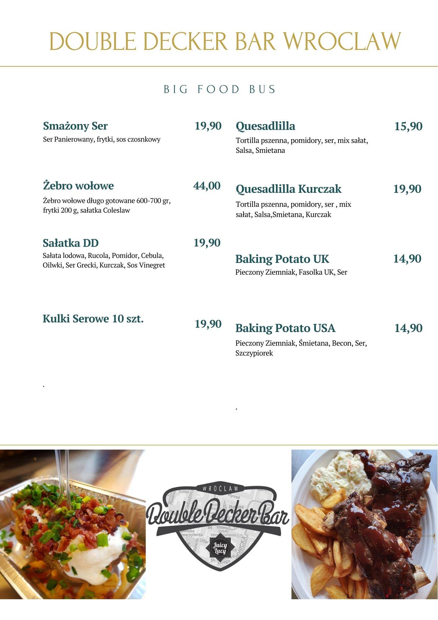 Menu at Double Decker Bar Wrocław Angielski Autobus, Wrocław ...