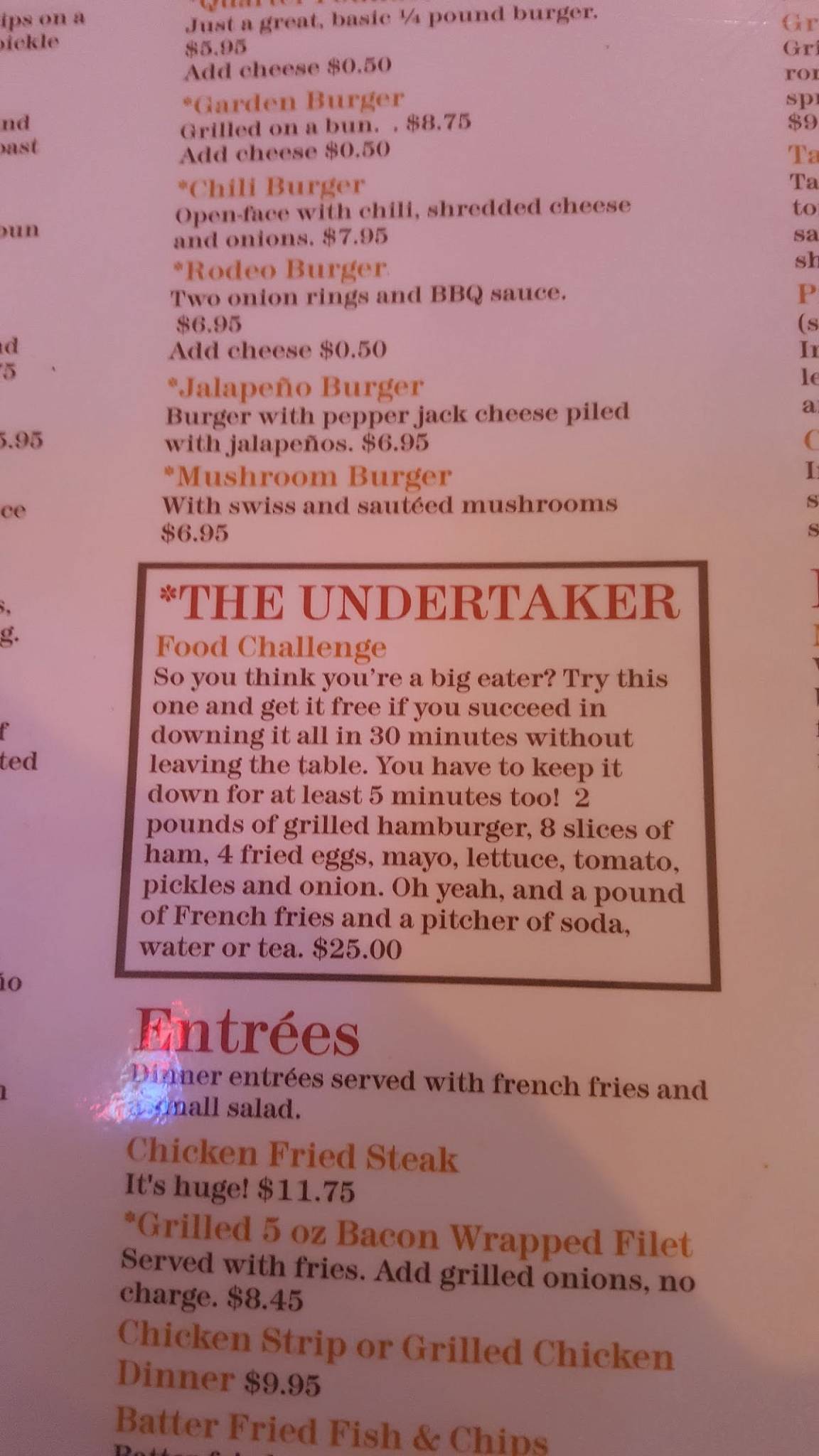 Menu at Fat Moose Bar & Grill, Woodland