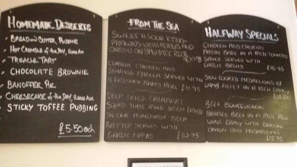 Menu at Halfway House pub & bar, Cullompton